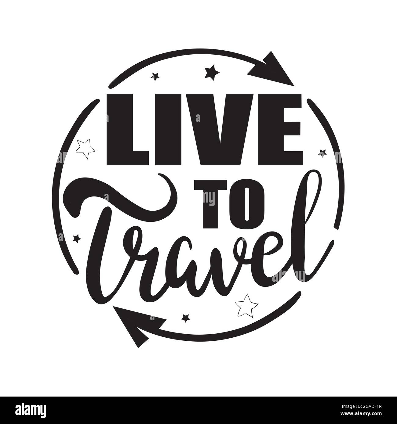 Time to travel card. Hand drawn modern calligraphy. Ink illustration ...