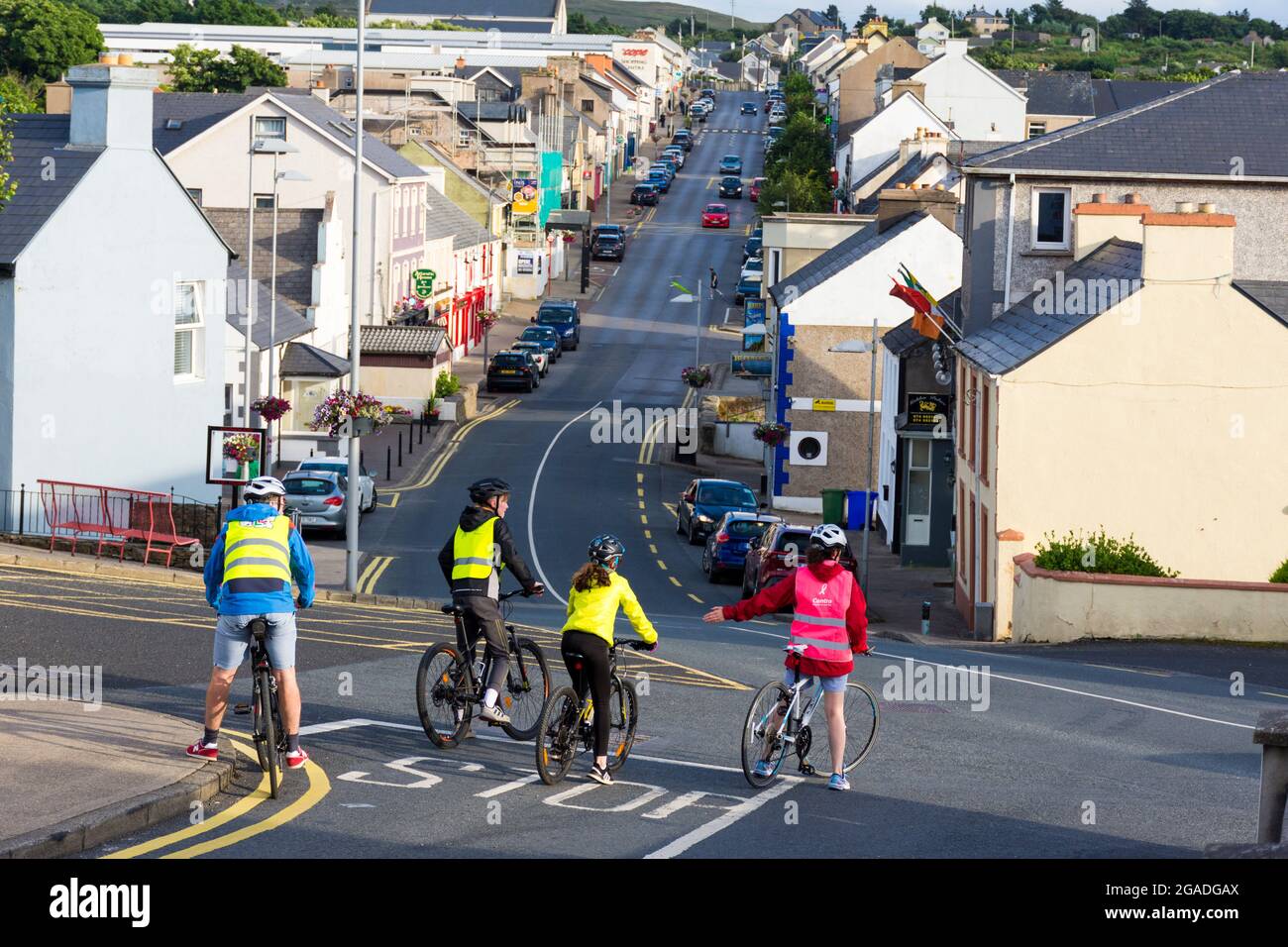 Family on cycling holiday on Wild Atlantic Way, Dungloe, County Donegal ...