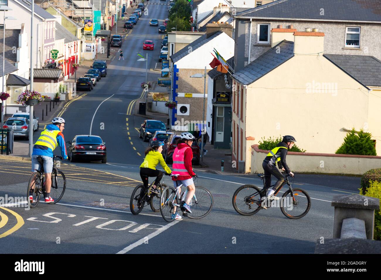 Family on cycling holiday on Wild Atlantic Way, Dungloe, County Donegal ...