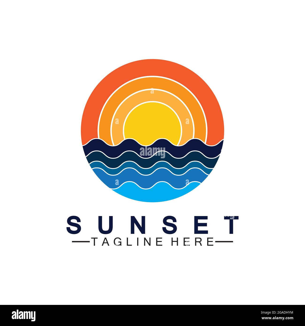 Sunset beach logo symbol vector illustration design template Stock ...
