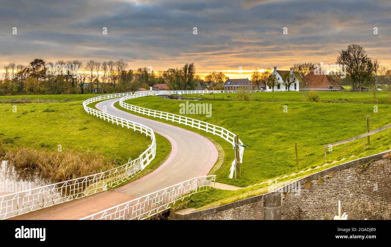 Aerial scene of Dutch Countryside landscape with historical houses in ...