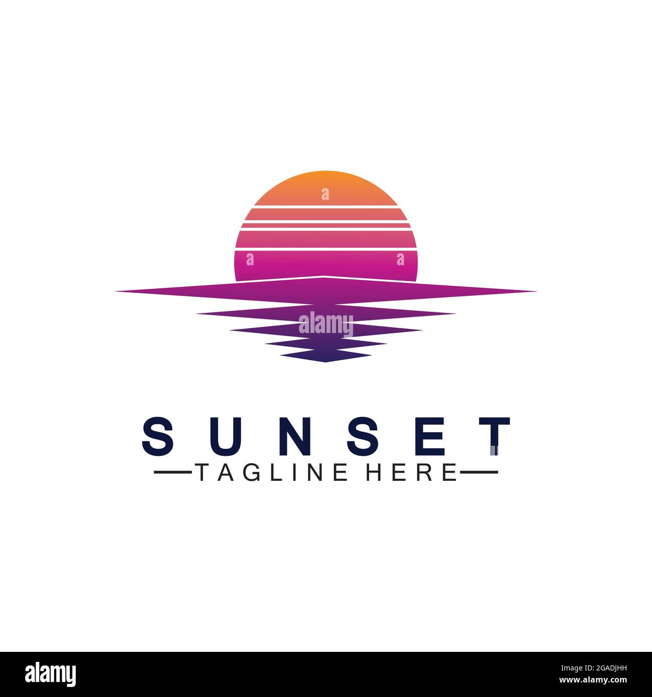 Sunset beach logo symbol vector illustration design template Stock ...