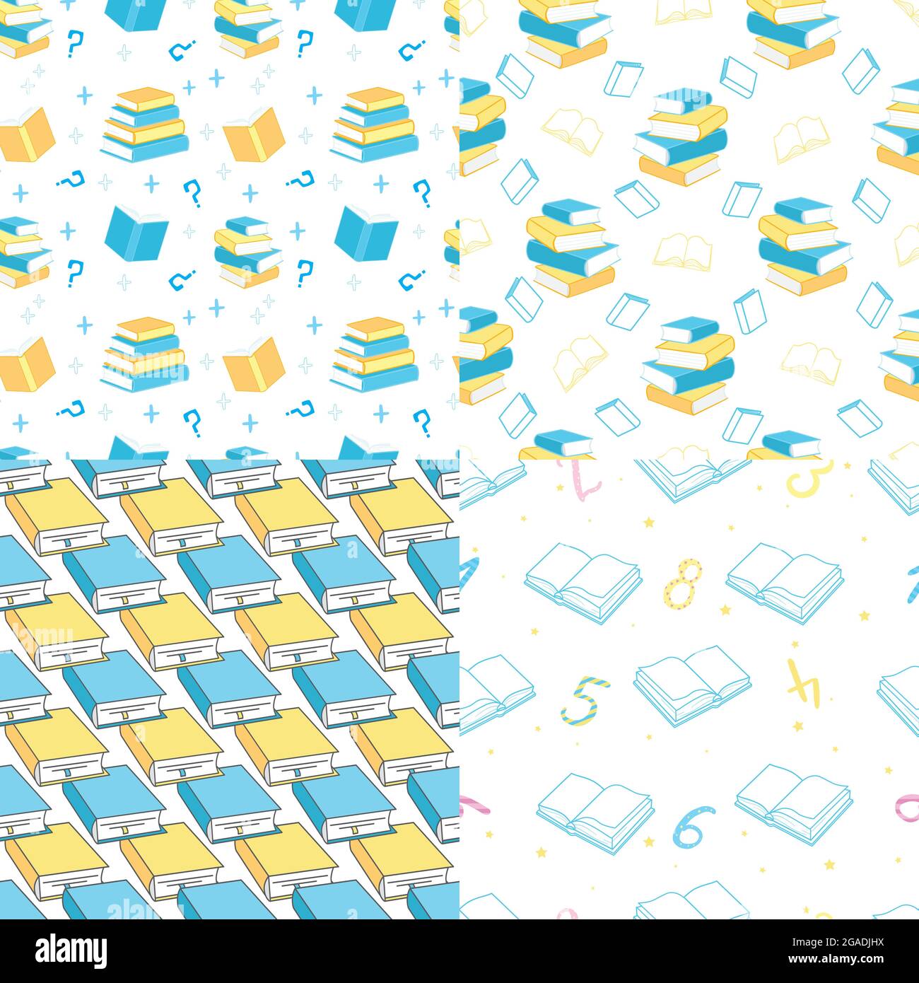 Book patterns set library study vector Stock Vector Image & Art - Alamy