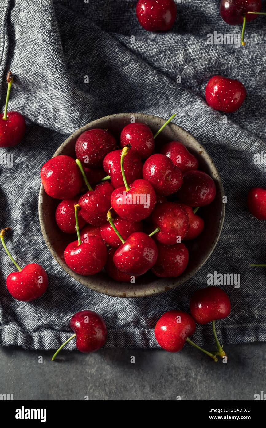 Healthy Organic Red Cherries in a Bowl to Eat Stock Photo - Alamy