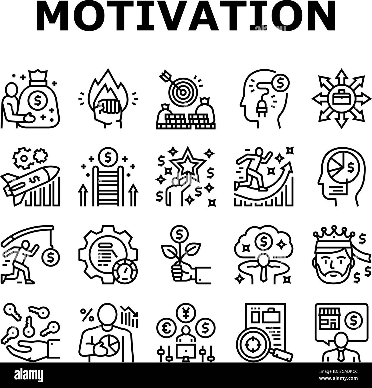 Business Motivation Collection Icons Set Vector Stock Vector Image ...