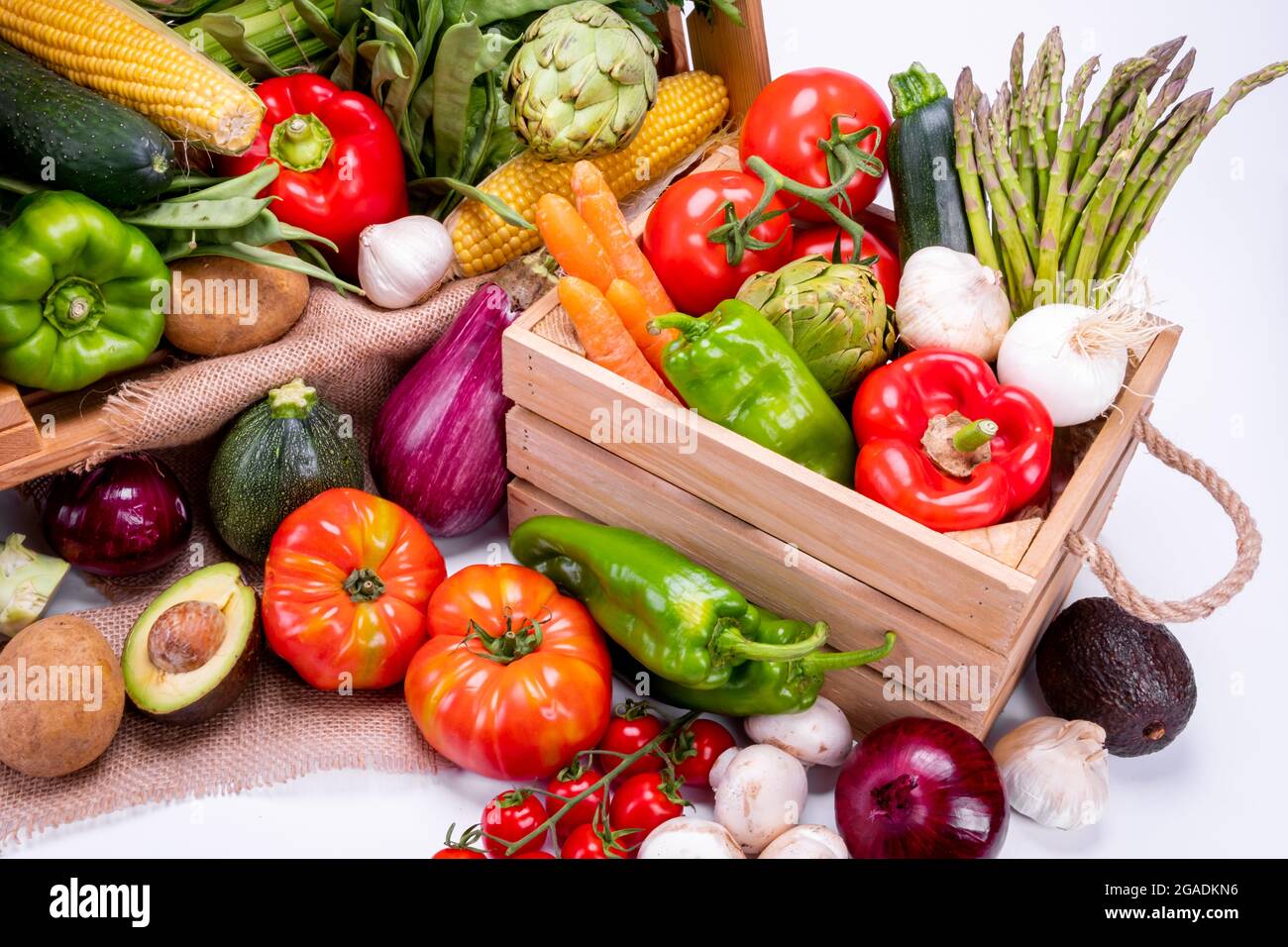 Top view of different types of vegetables for a balanced and healthy ...