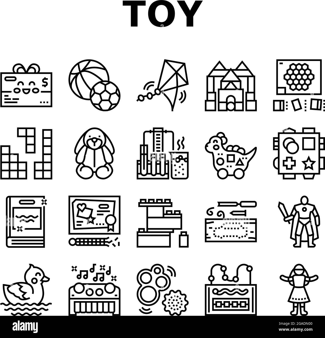 Toy Shop Sale Product Collection Icons Set Vector Stock Vector Image ...