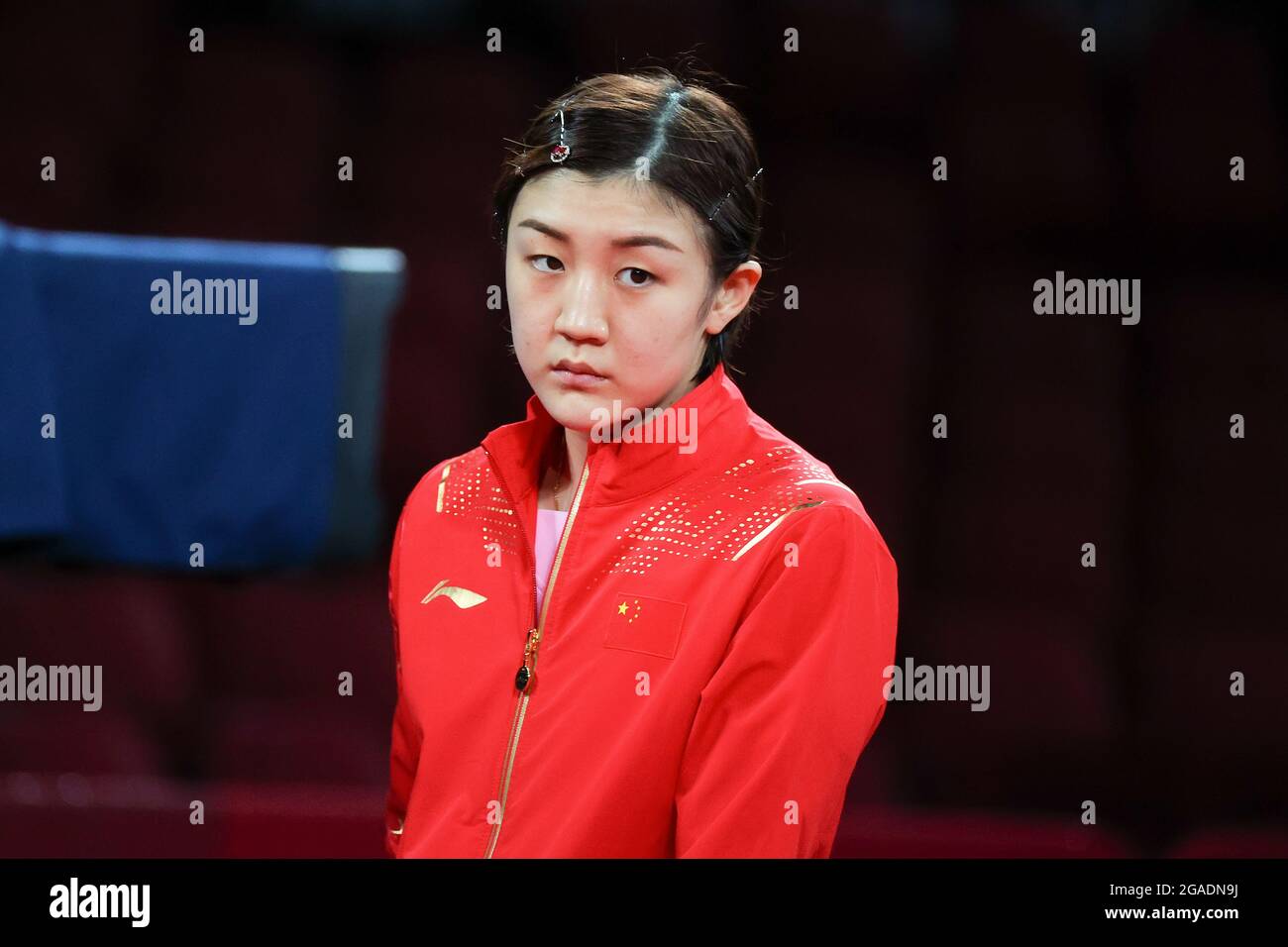 Meng Chen Chen looks on during the Women's Singles Table Tennis ...
