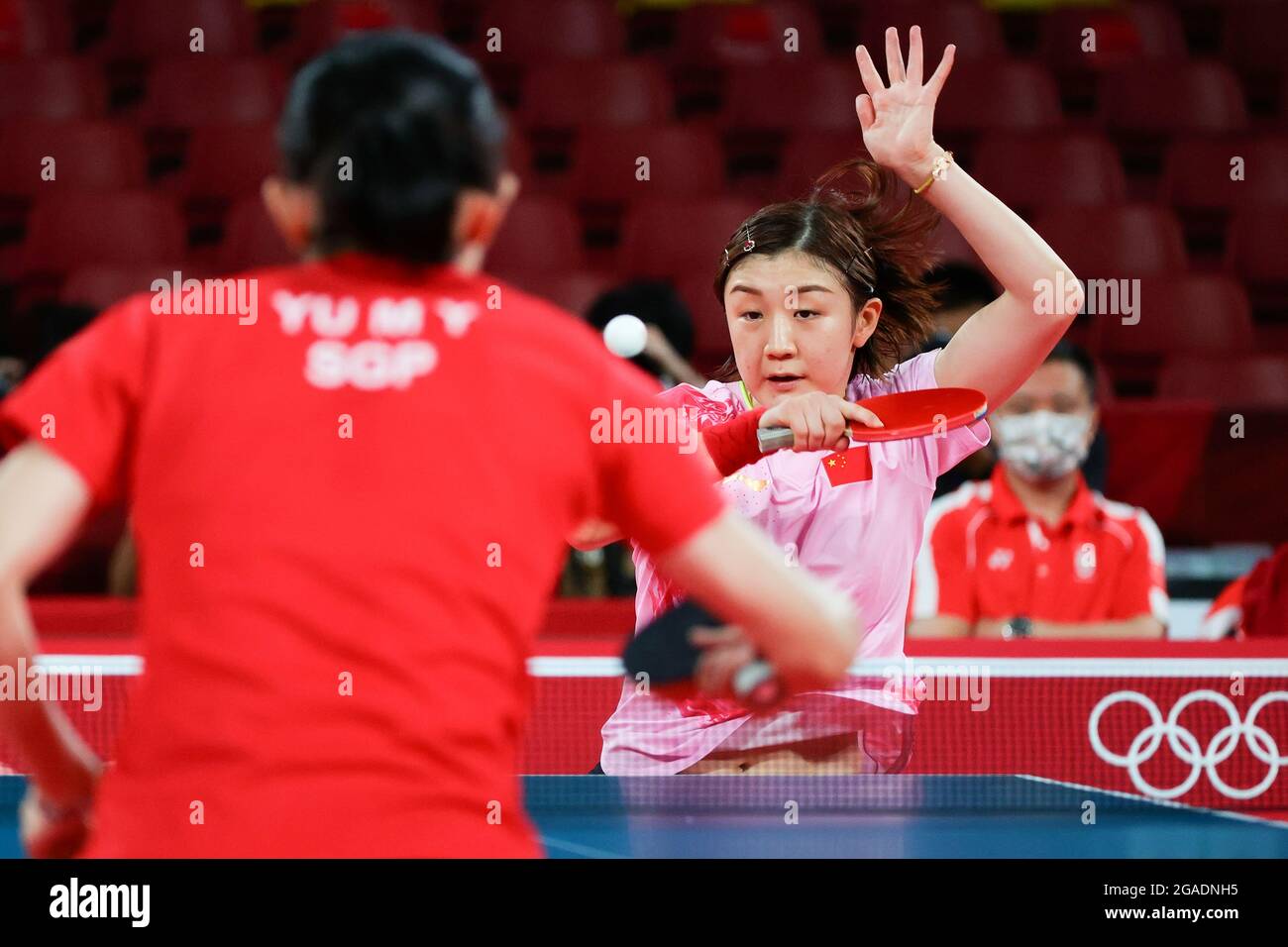 Meng Chen Chen plays a shot during the Women's Singles Table Tennis ...