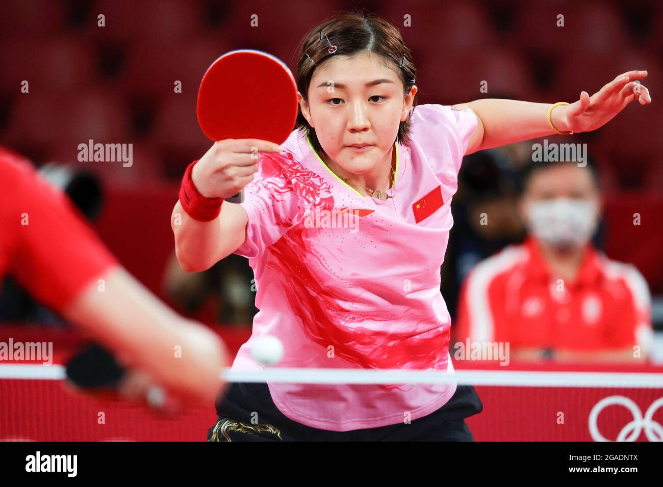 Meng Chen Chen plays a shot during the Women's Singles Table Tennis ...