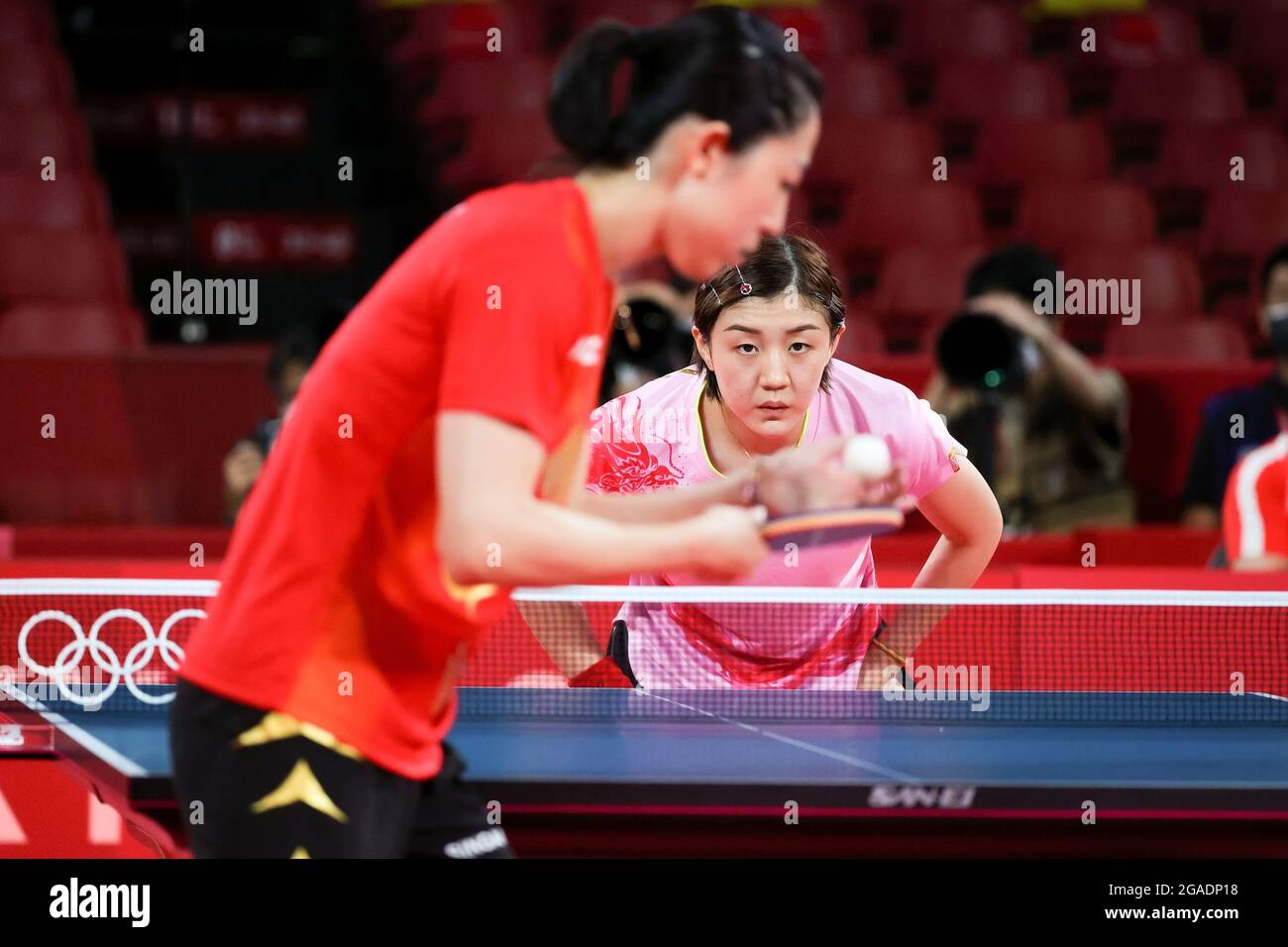 Meng Chen Chen about to return serve during the Women's Singles Table ...