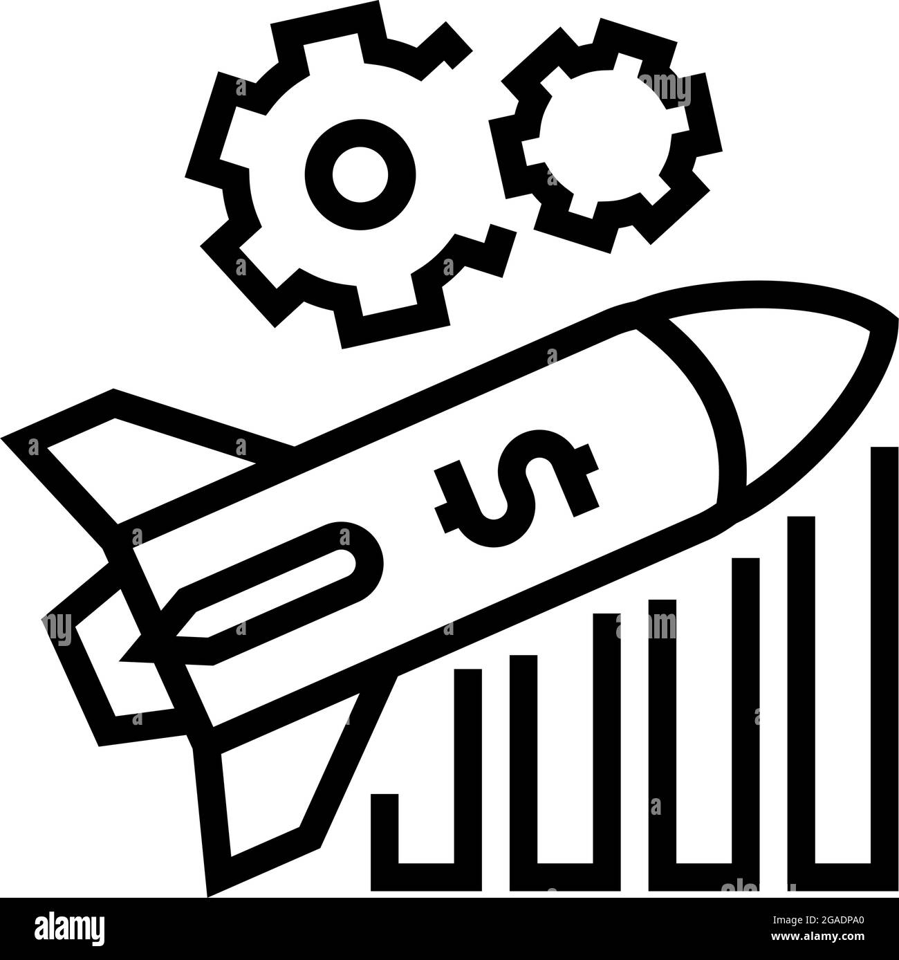 launch financial rocket line icon vector illustration Stock Vector ...