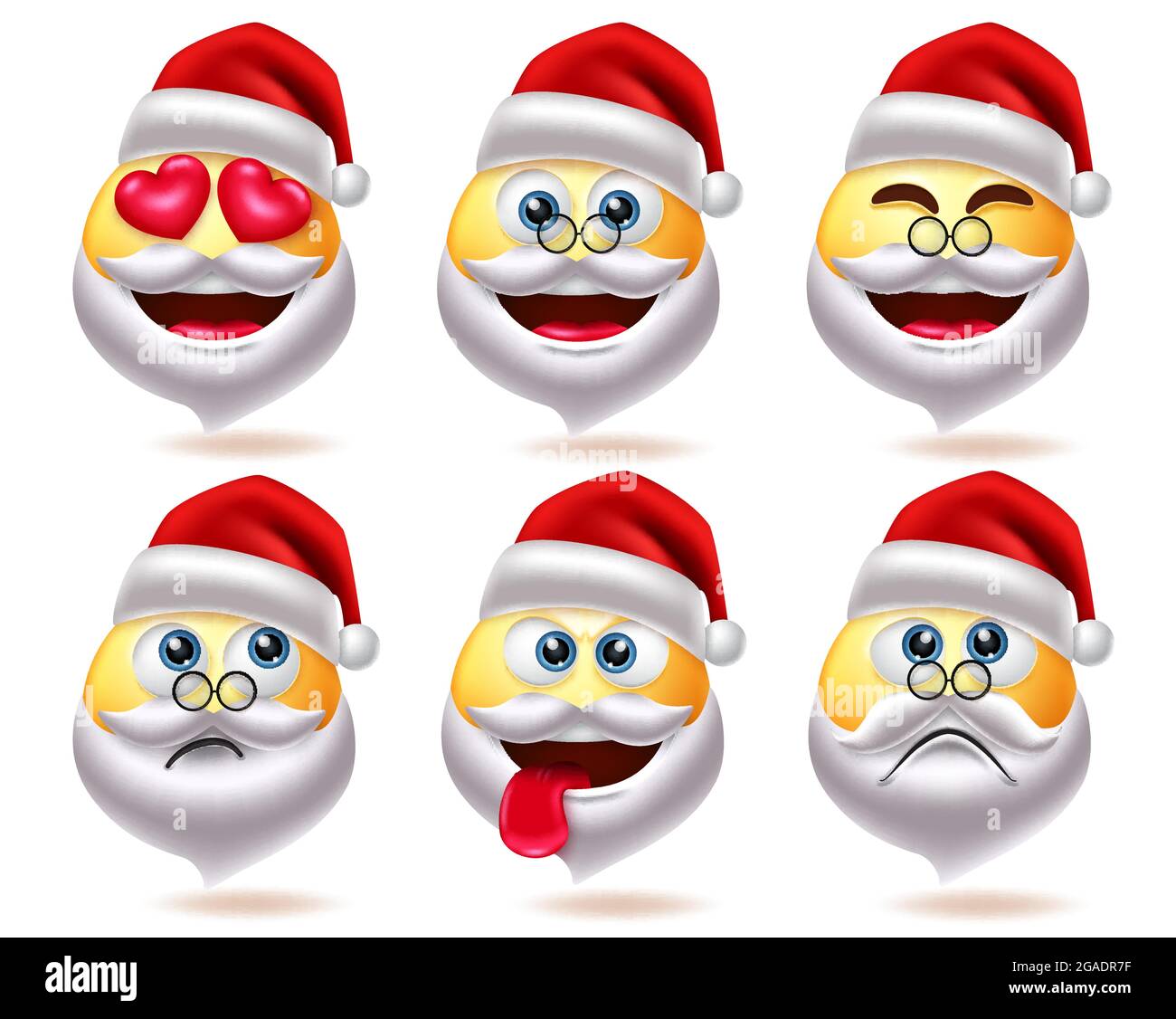 Santa claus smiley christmas character vector set. Santa claus emoji ...