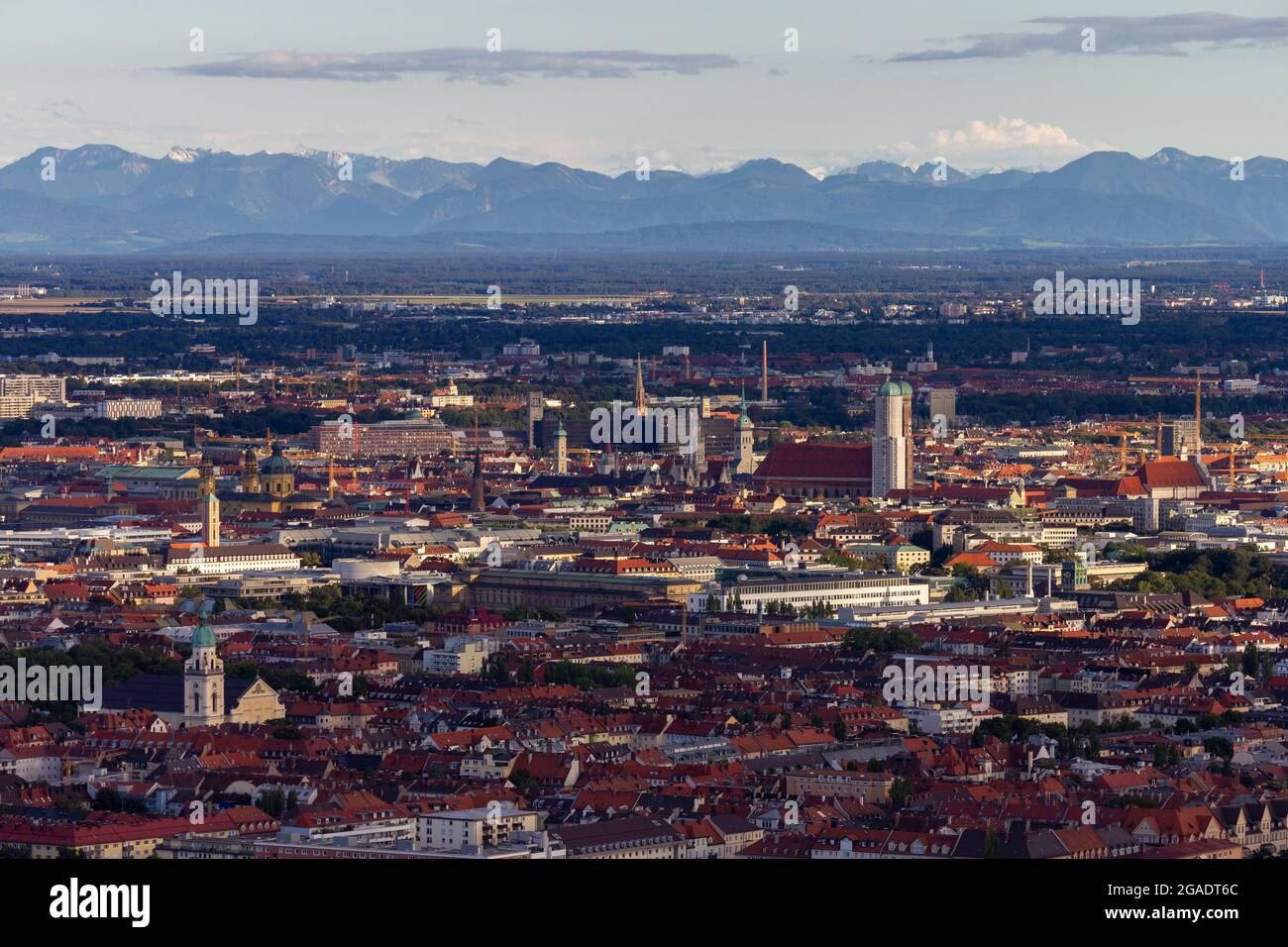 View of Munich from the Olympic Tower's observation platform towards ...