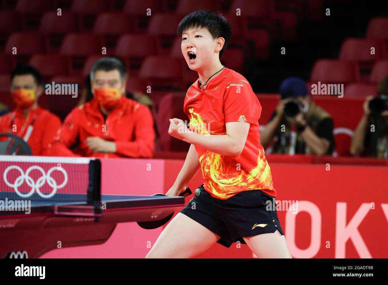 Tokyo, Japan, 29 July, 2021. Yingsha Sun pumped during the Women's ...