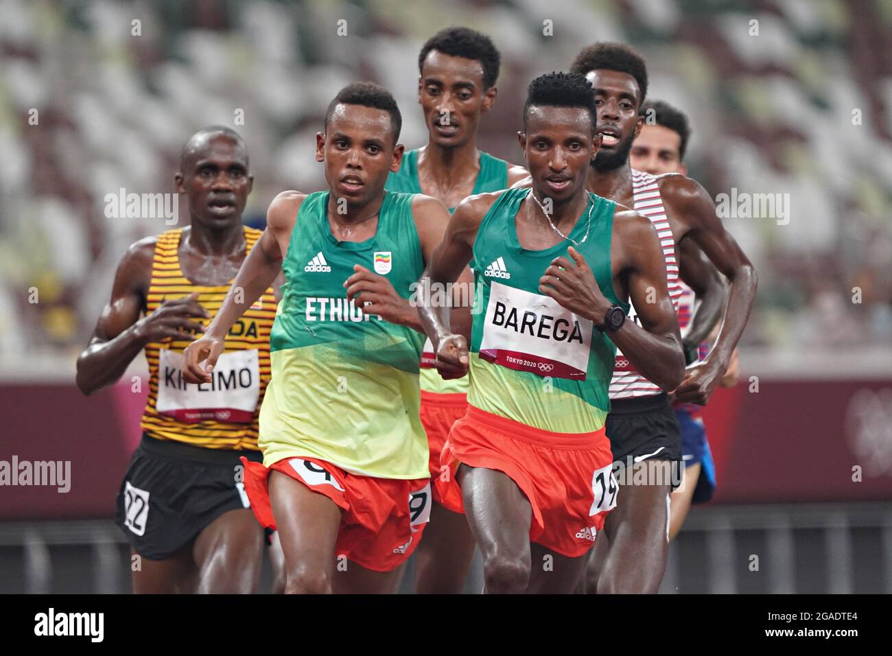 Tokyo, Japan. 30th July, 2021. Selemon Barega of Ethiopia leads leads ...