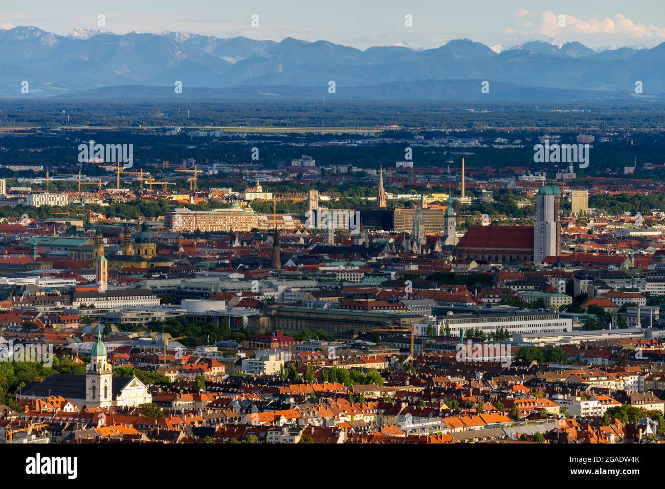 View of Munich from the Olympic Tower's observation platform towards ...