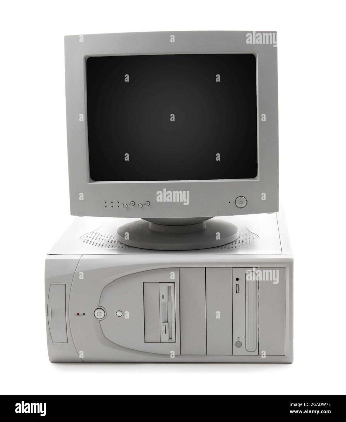 Obsolete computer set isolated on white Stock Photo - Alamy