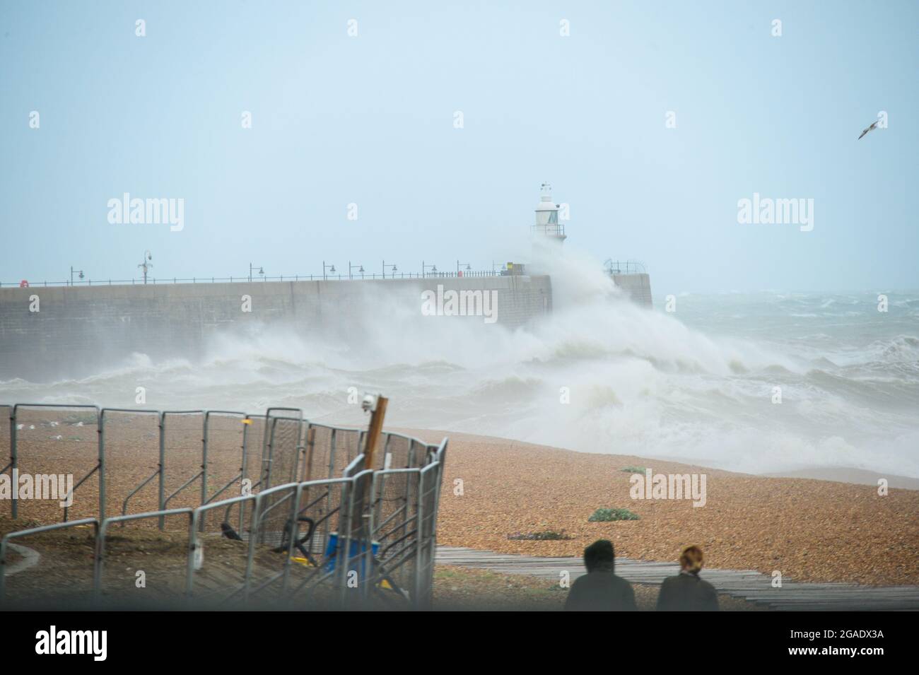 Kent, UK. July 30 2021: huge waves in English Channel at Folkestone ...