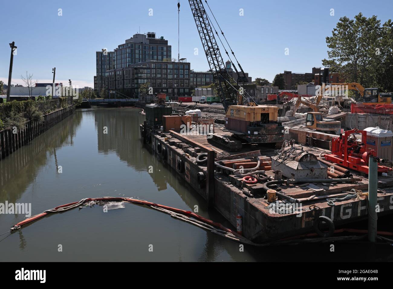 Gowanus Canal from the Union Street bridge in Brooklyn, New York. The ...