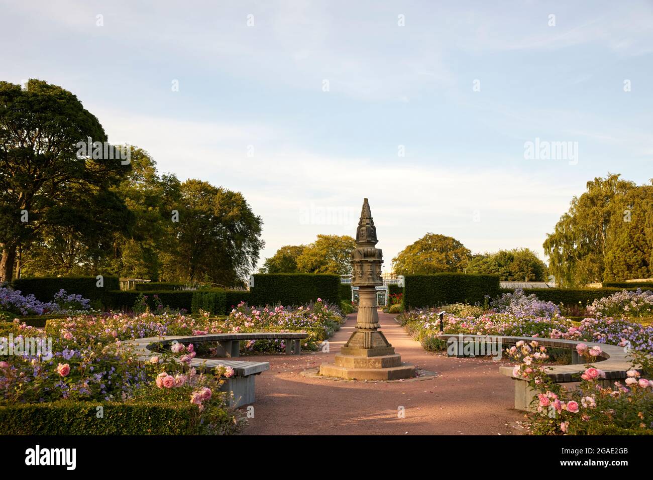 Saughton Park Gardens, City of Edinburgh, Scotland. Summer sunset light ...
