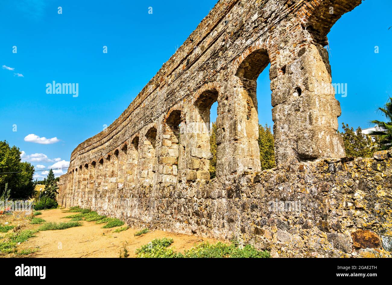 San Lazaro aqueduct in Merida, Spain Stock Photo - Alamy