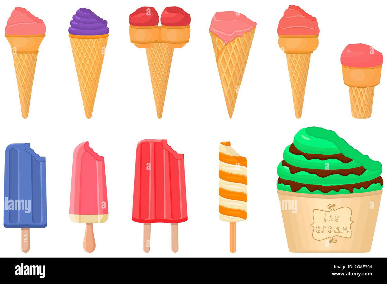 Blueberry icecream in cone Stock Vector Images - Alamy