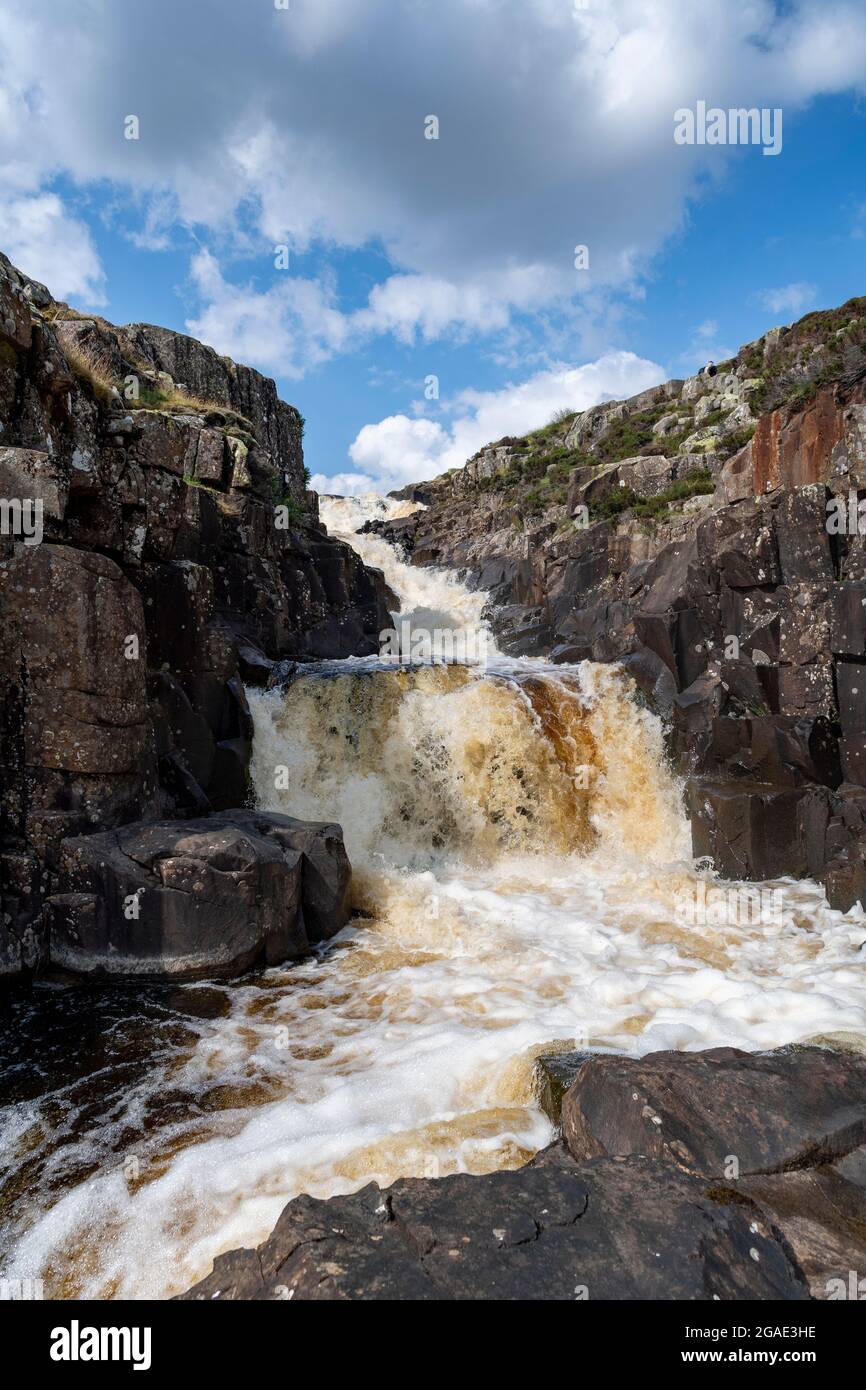 Cauldron Snout, a waterfall on the River Tees near Cow Green Reservoir ...