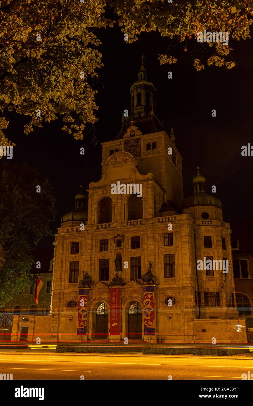 Old building in Munich, Germany on a summer night Stock Photo - Alamy