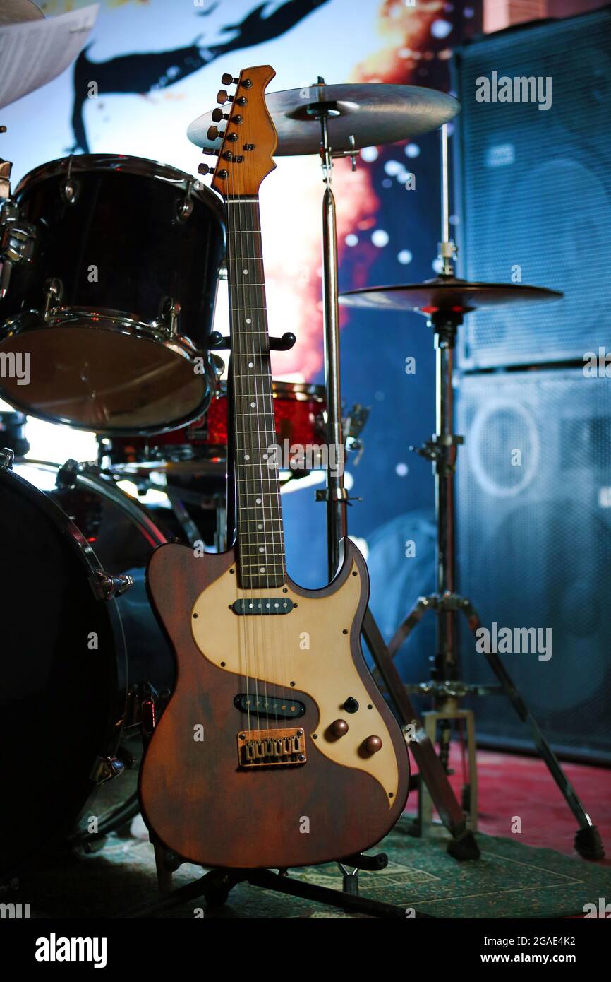 Rock band instruments Stock Photo - Alamy