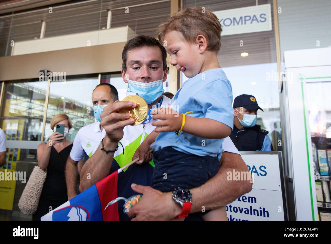 Primoz roglic of slovenia with his gold medal hi-res stock photography ...