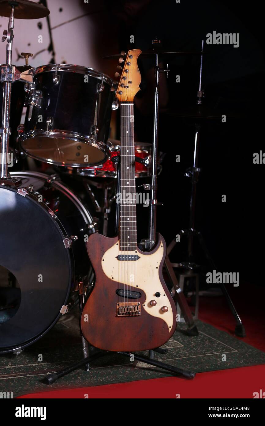 Rock band instruments Stock Photo - Alamy