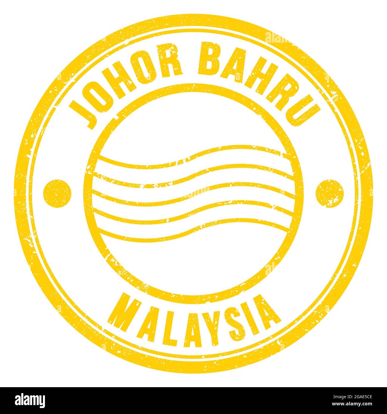 JOHOR BAHRU - MALAYSIA, words written on yellow round postal stamp ...