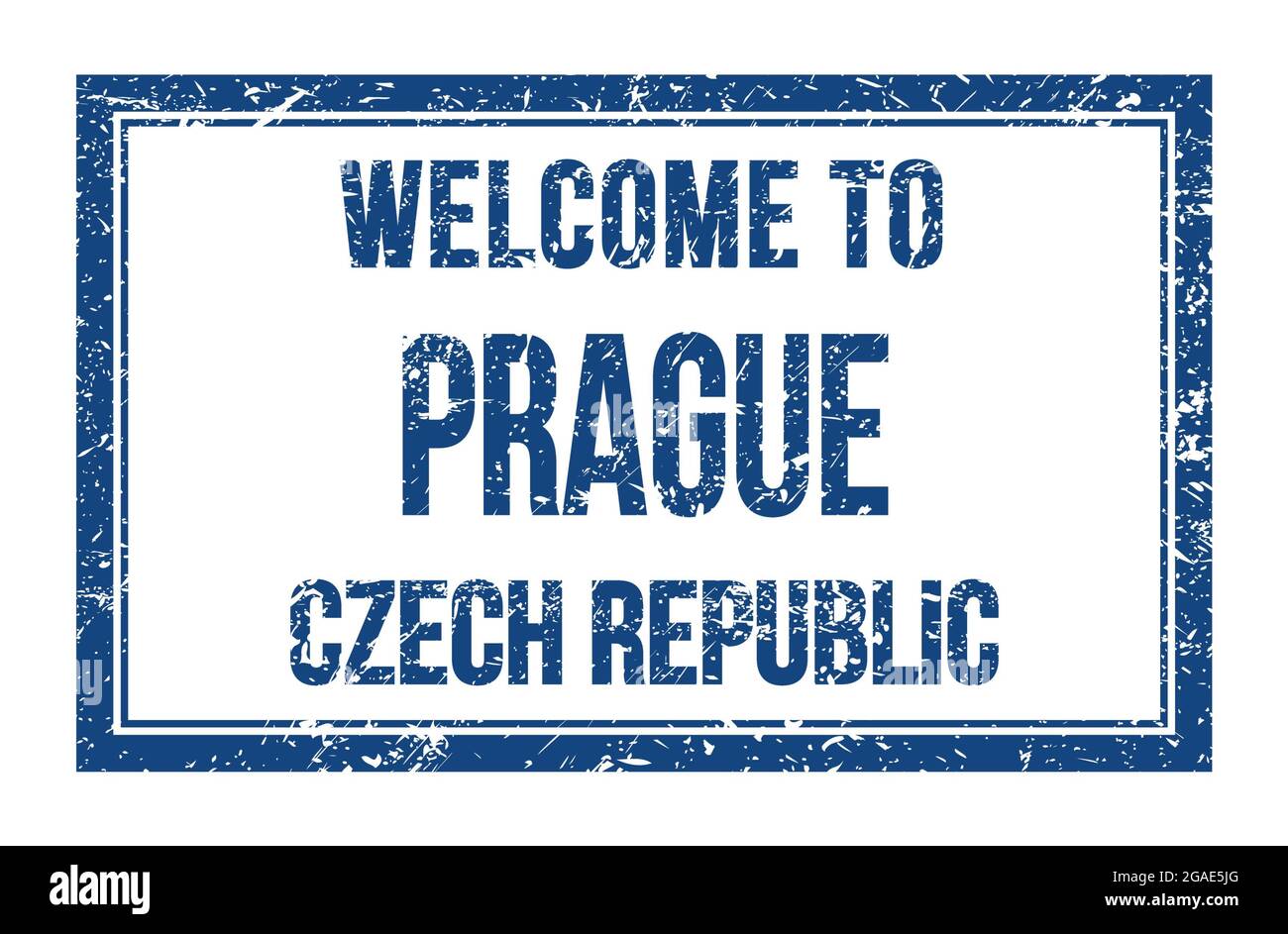 WELCOME TO PRAGUE - CZECH REPUBLIC, words written on blue rectangle ...