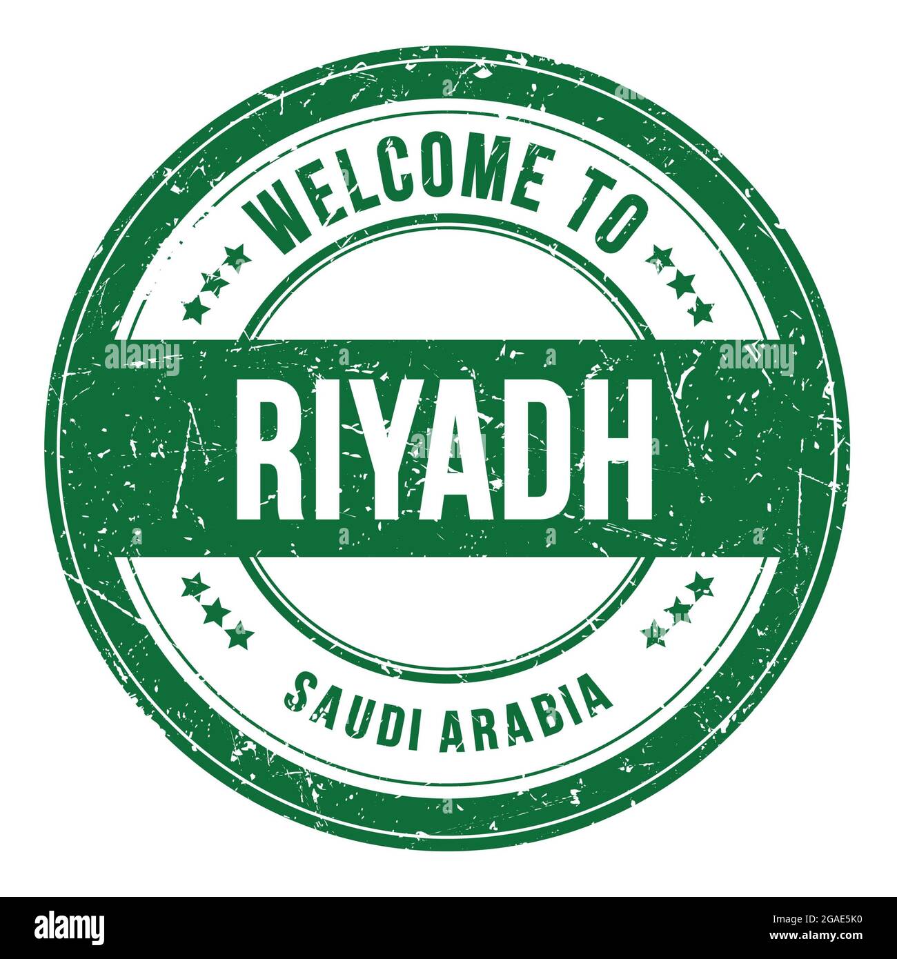 WELCOME TO RIYADH - SAUDI ARABIA, words written on green round coin ...