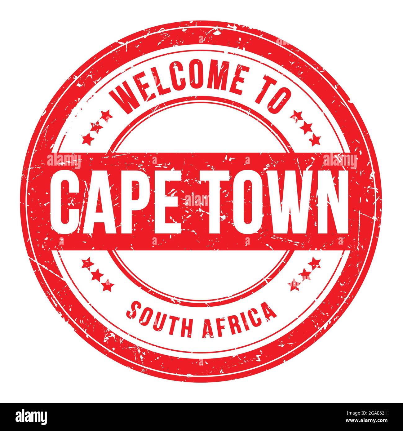 WELCOME TO CAPE TOWN - SOUTH AFRICA, words written on red round coin ...
