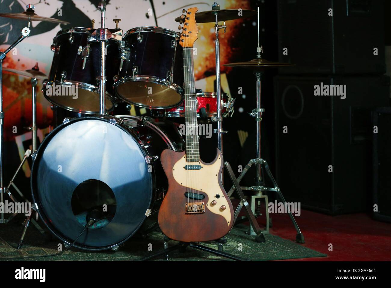 Rock band instruments Stock Photo - Alamy