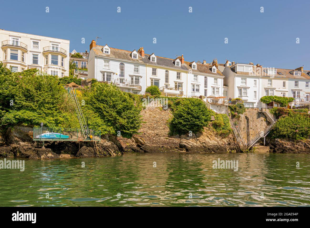 Waterfront properties overlooking Fowey Estuary, Cornwall, UK Stock ...