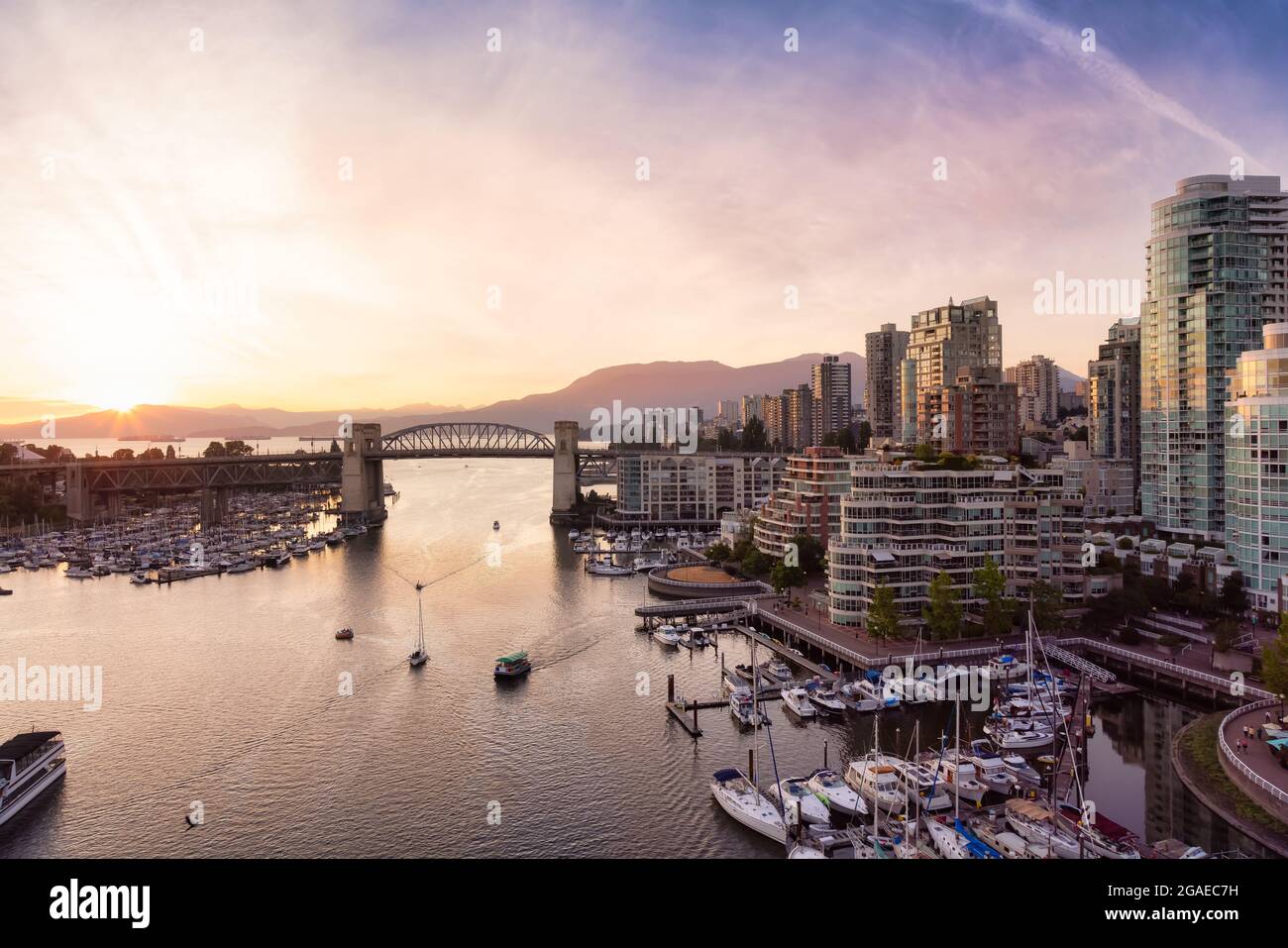 View of Burrard Bridge and False Creek in Downtown Vancouver Stock ...