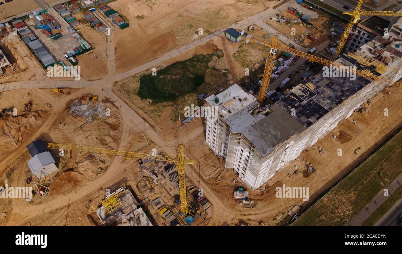 Construction site for a new city block. Construction work is underway ...