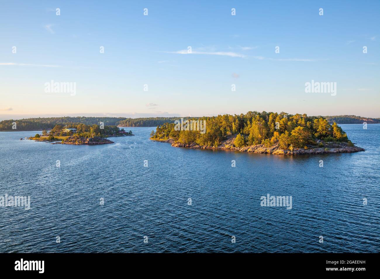 Scandinavian landscape. Panoramic view of small islands in the ...