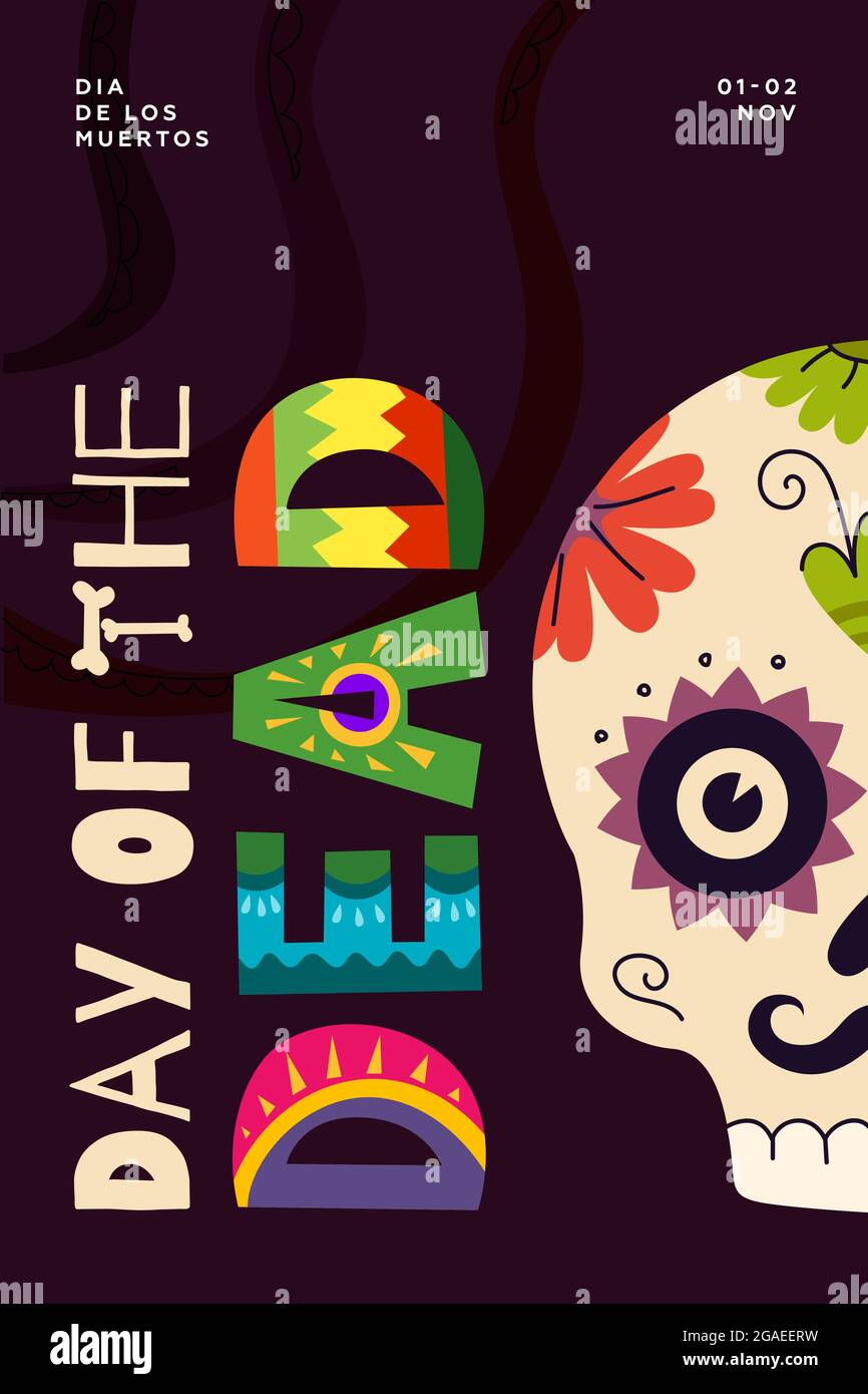 Mexican Day of the Dead party poster. Dia de Los Muertos national ...