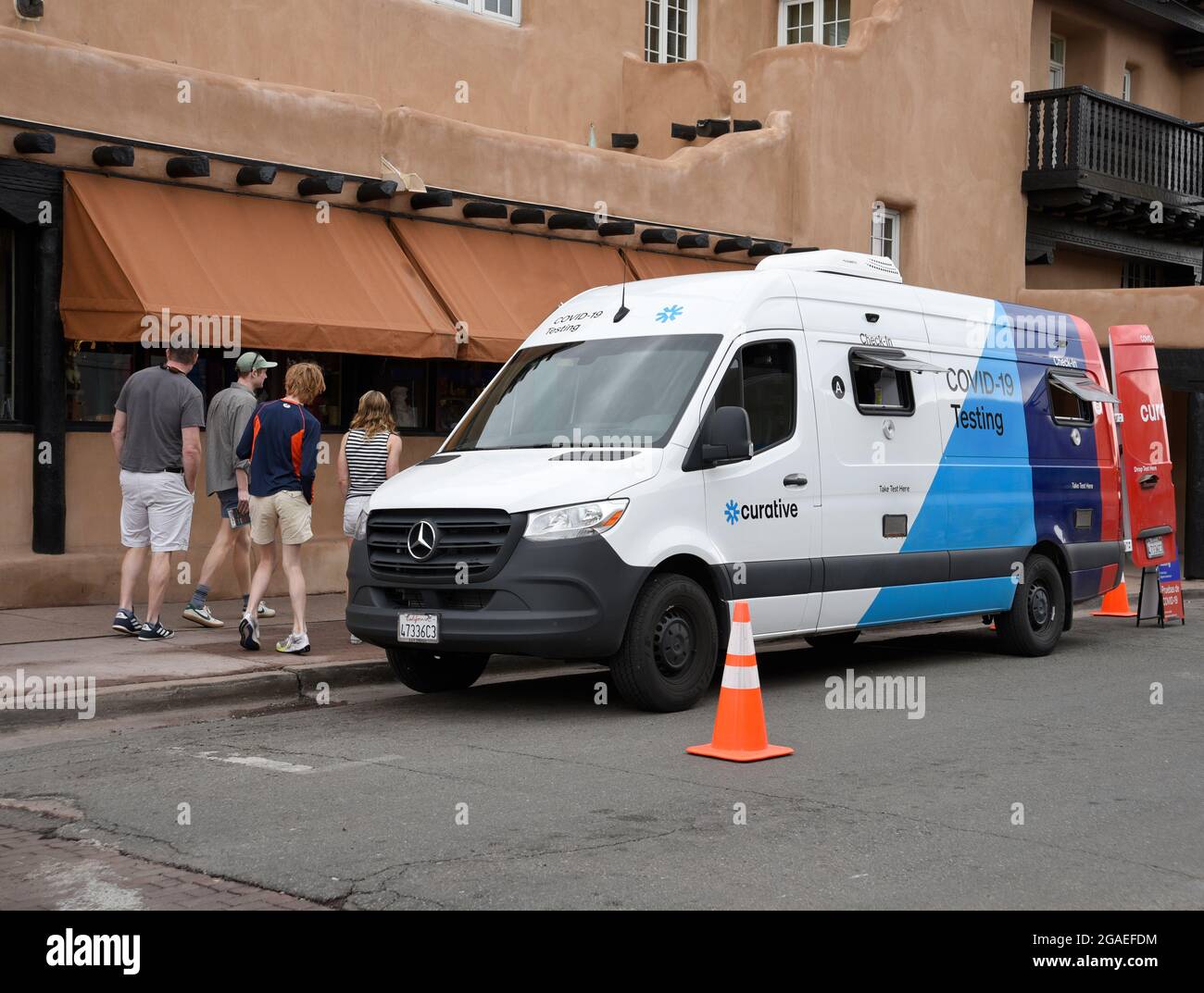 A mobile Covid-19 testing van, operated by California-based Curative ...