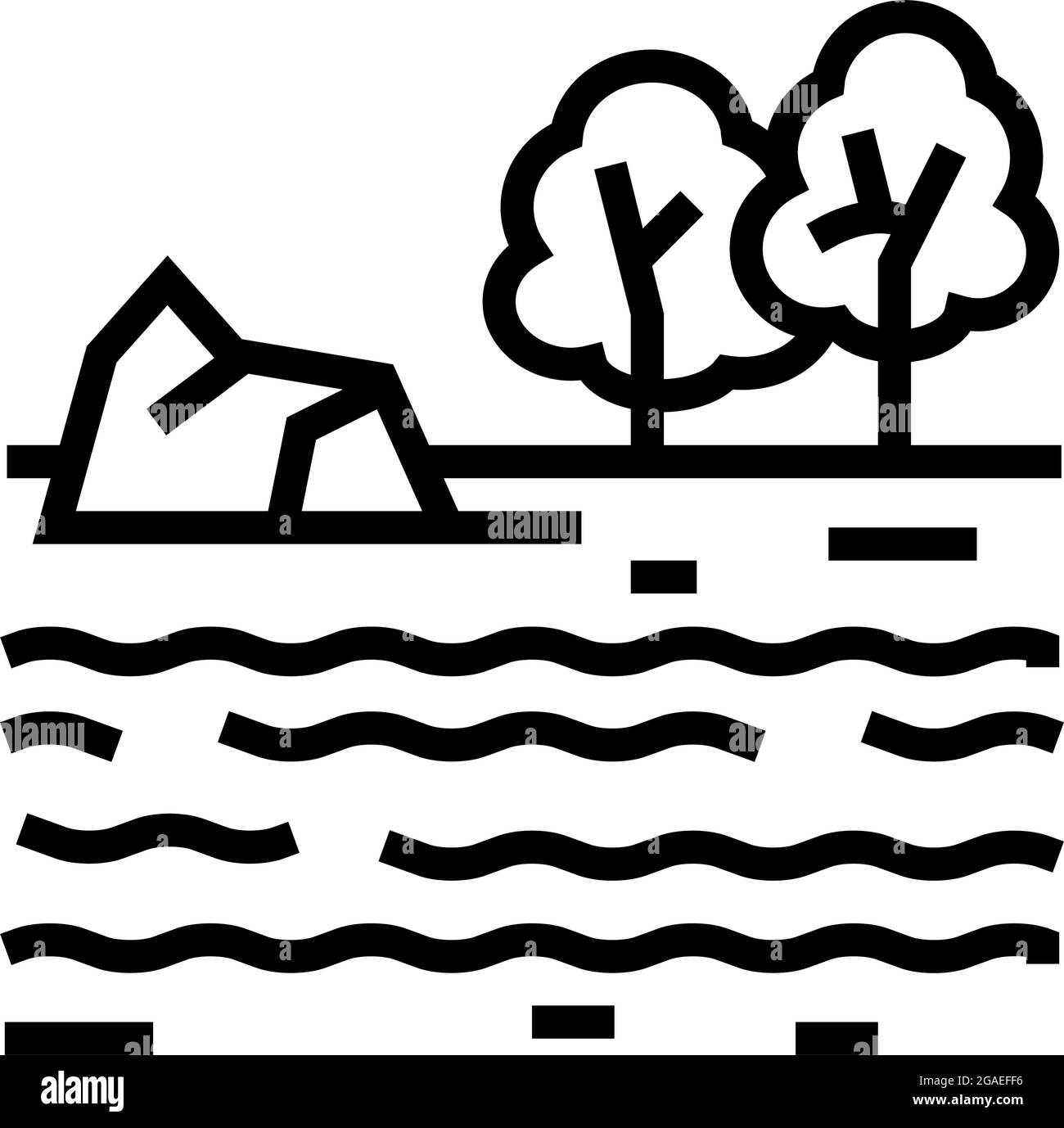 river landscape line icon vector illustration Stock Vector Image & Art ...