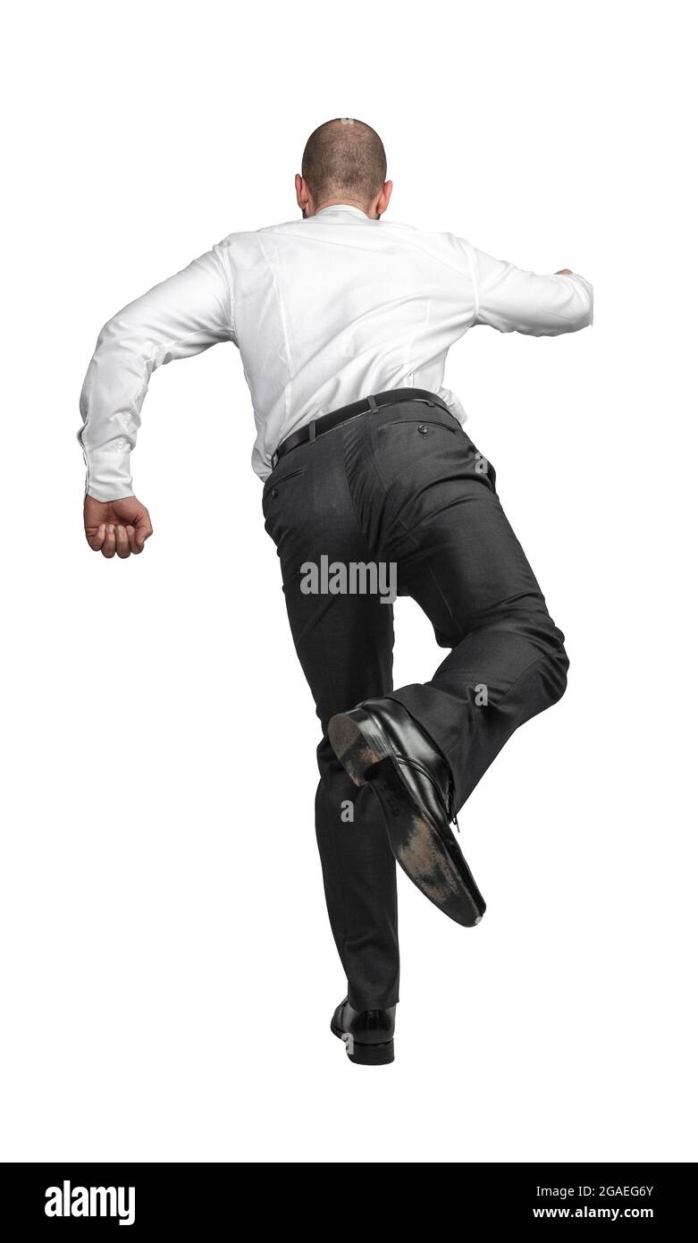 running man back view isolated on white background Stock Photo - Alamy