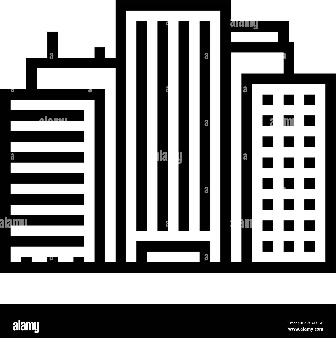 land of high rise buildings line icon vector illustration Stock Vector ...