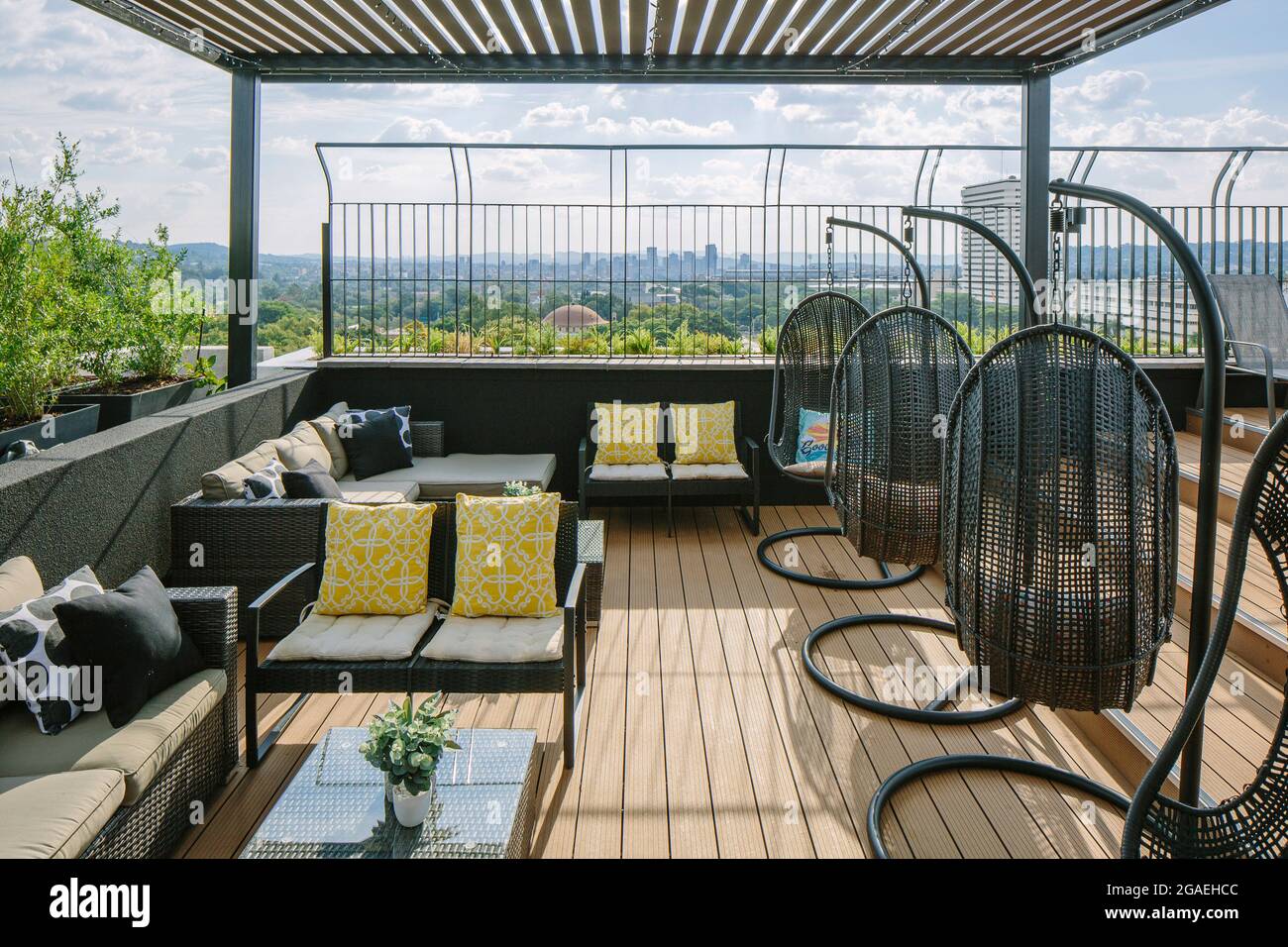 Shaded rooftop lounge area. Brooklyn House, Pretoria, South Africa ...