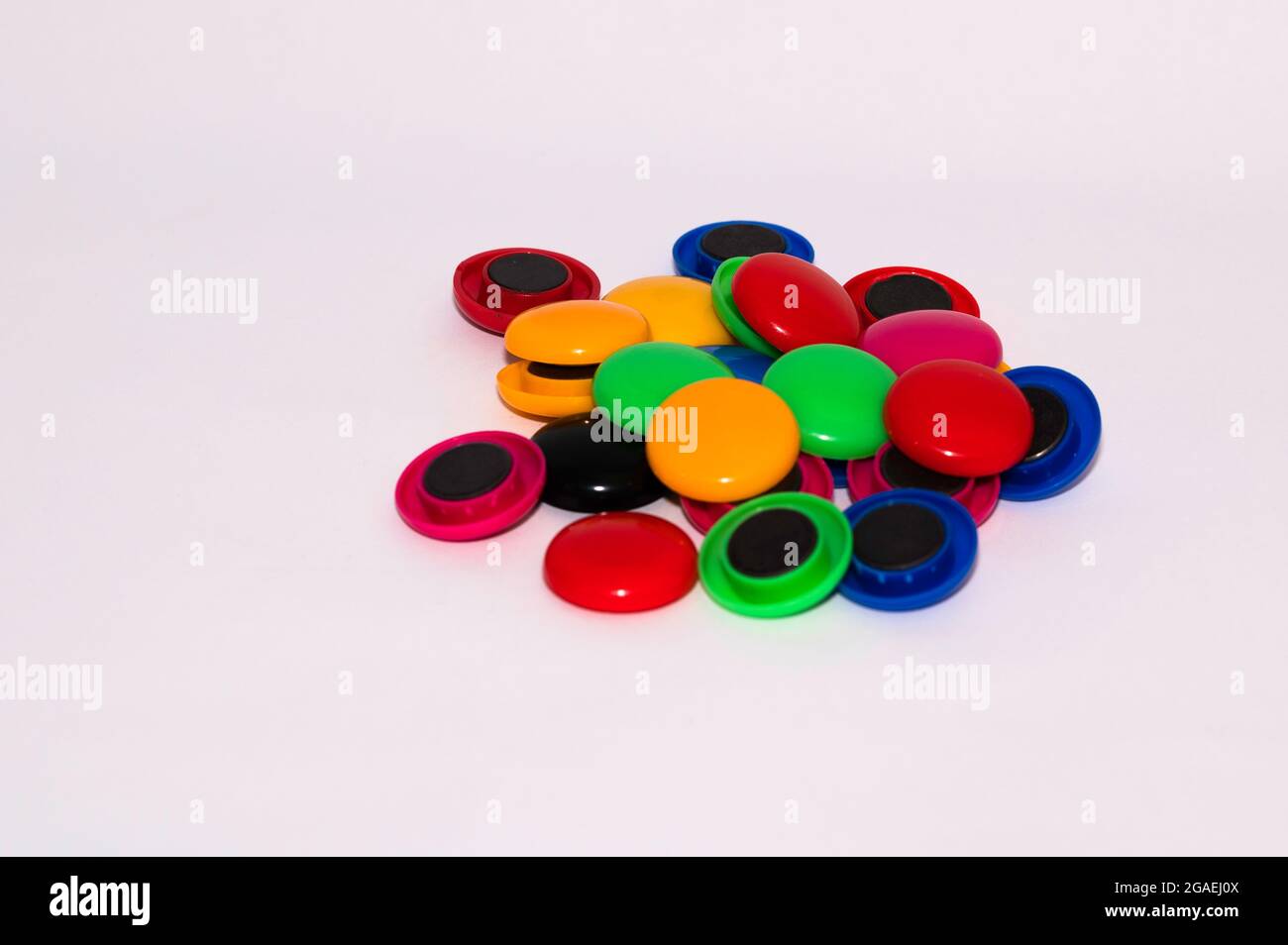 White board magnetic various coloured plastic disc markers Stock Photo ...