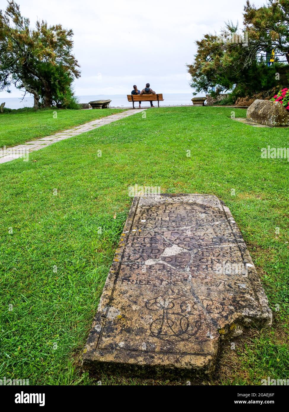 Old tombstone near the Sailors chapel, Saint-Vaast la Hougue, Cotentin ...