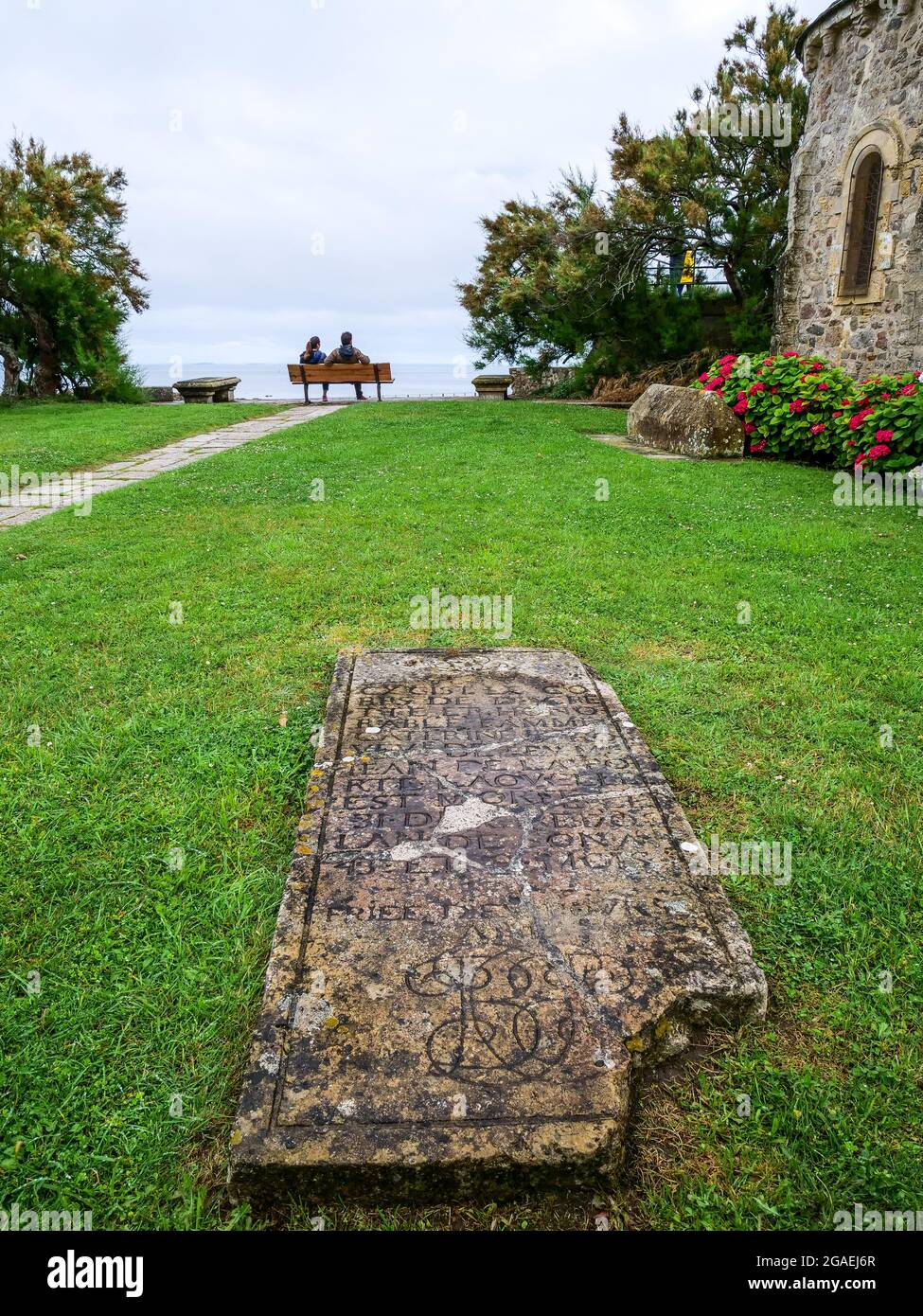 Old tombstone near the Sailors chapel, Saint-Vaast la Hougue, Cotentin ...
